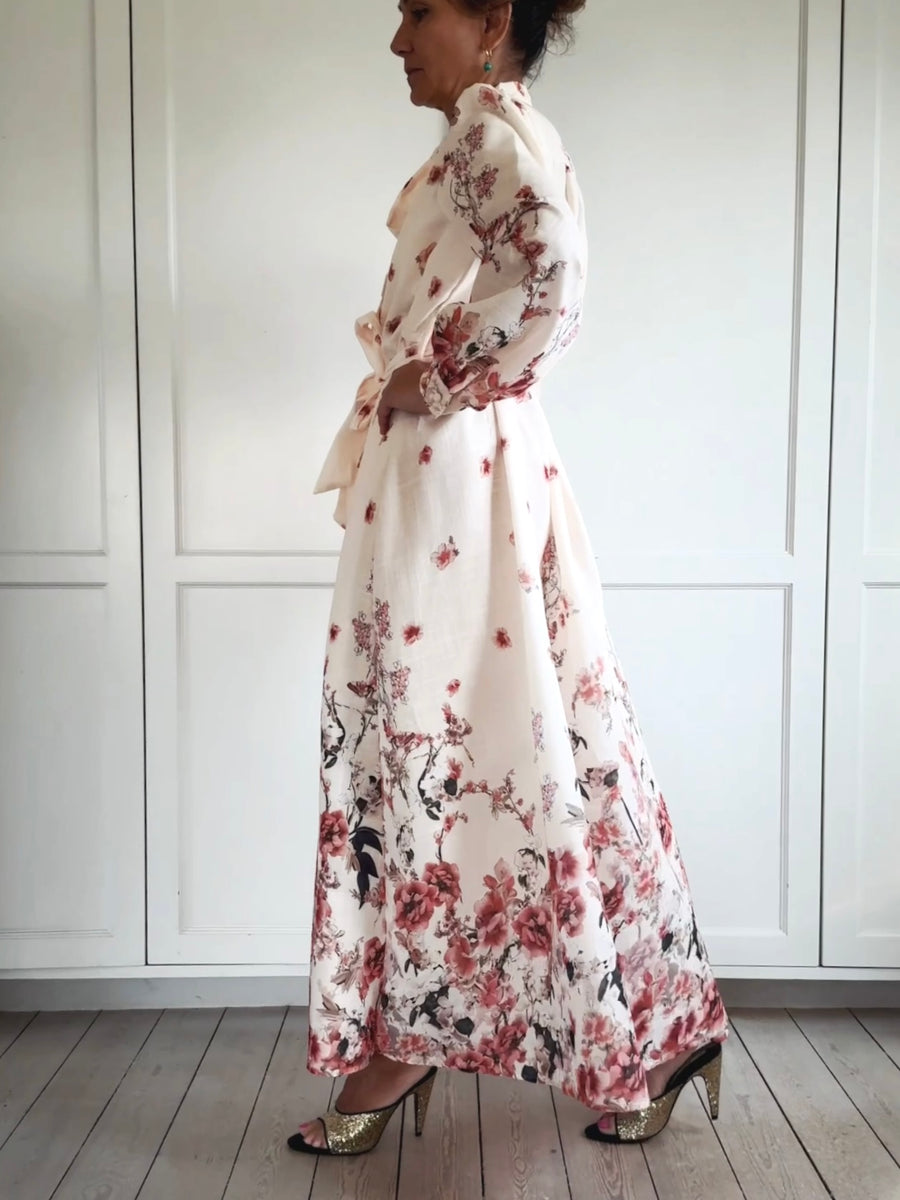 LONG DRESS WITH BELT - LIGHT BEIGE – BERG